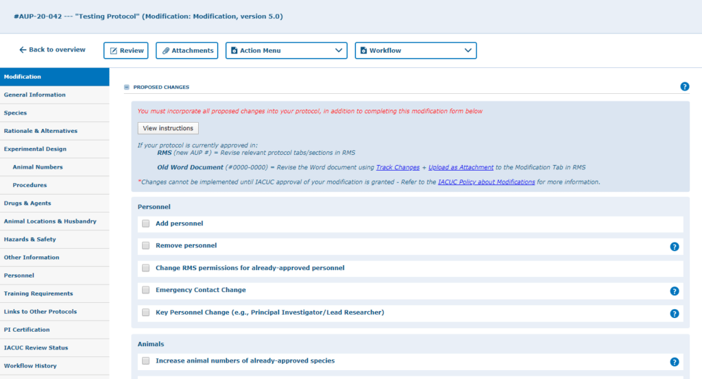 Modifying an Approved AUP – UCI Office of Research